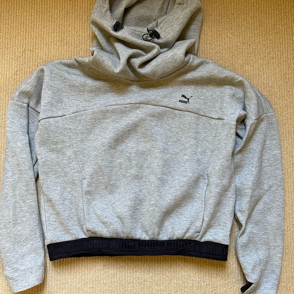 Puma | Tops | Puma Scuba Funnel Neck Cropped Hoodie Sporty Grey Small ...